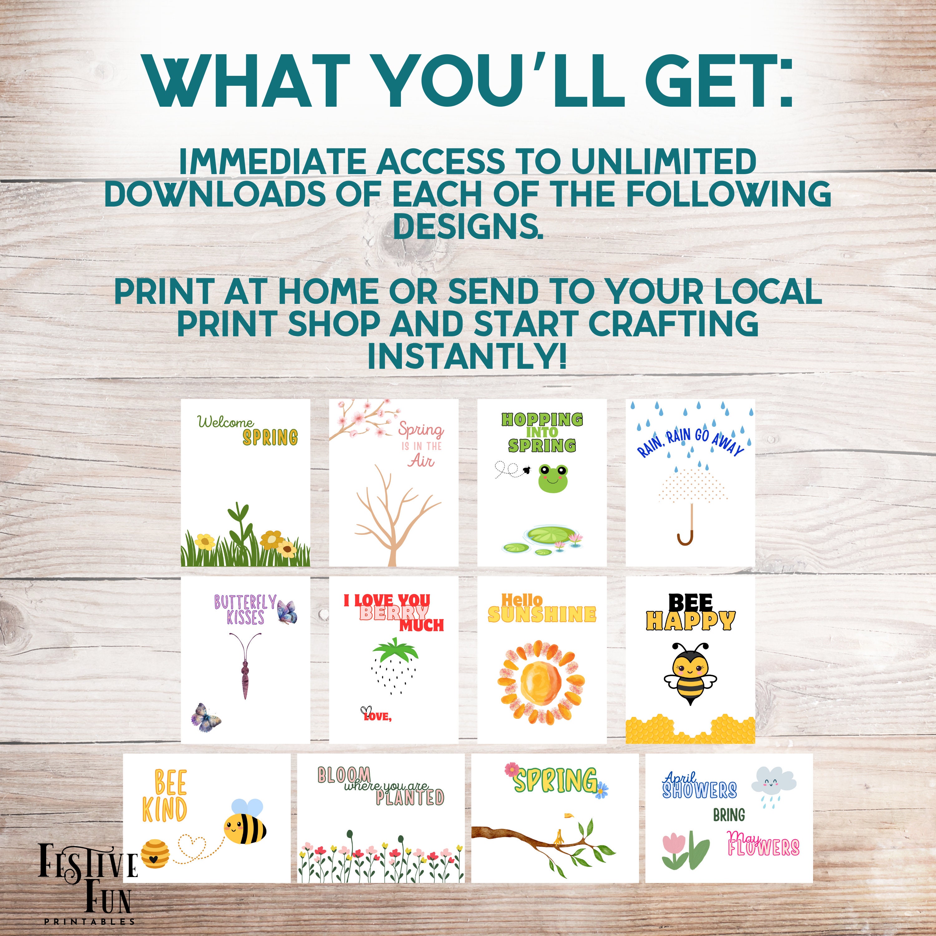 Spring Handprint Crafts for Kids, 12 Printable DIY Fingerprint Art ...