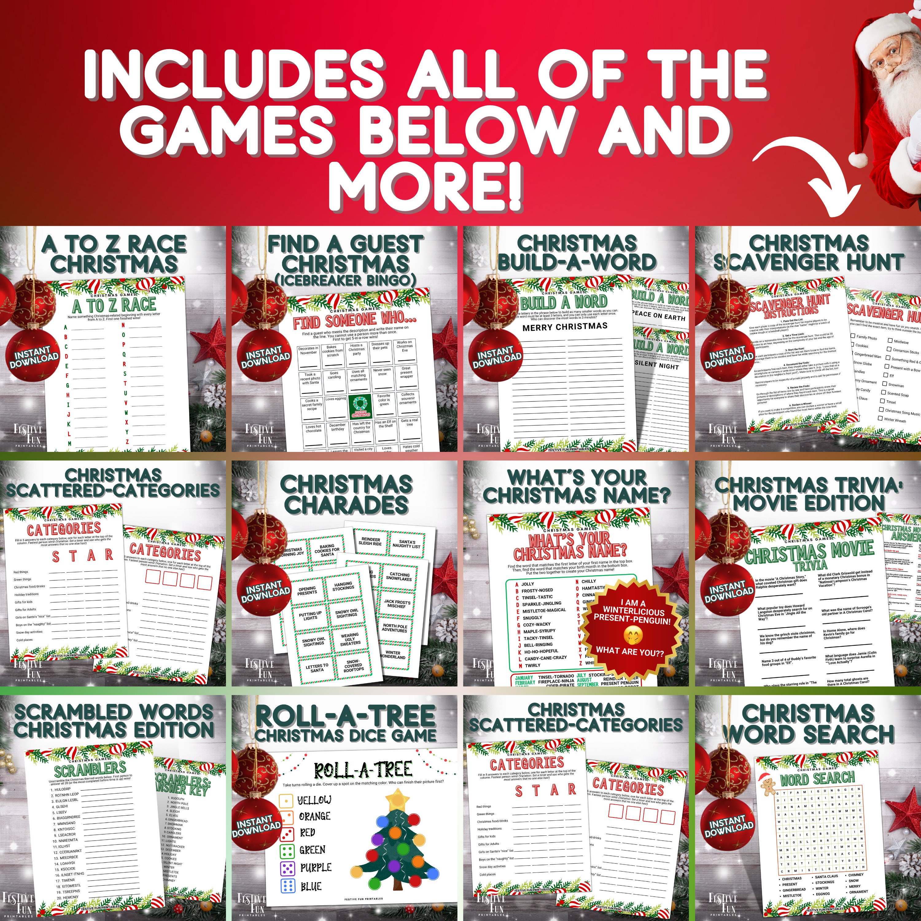 Mega Christmas Game Printable Bundle, Festive Holiday Party Activities ...