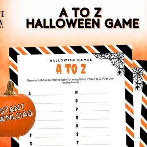 Halloween A to Z Race Game,think Fast Party Activity for Kids Teens or ...