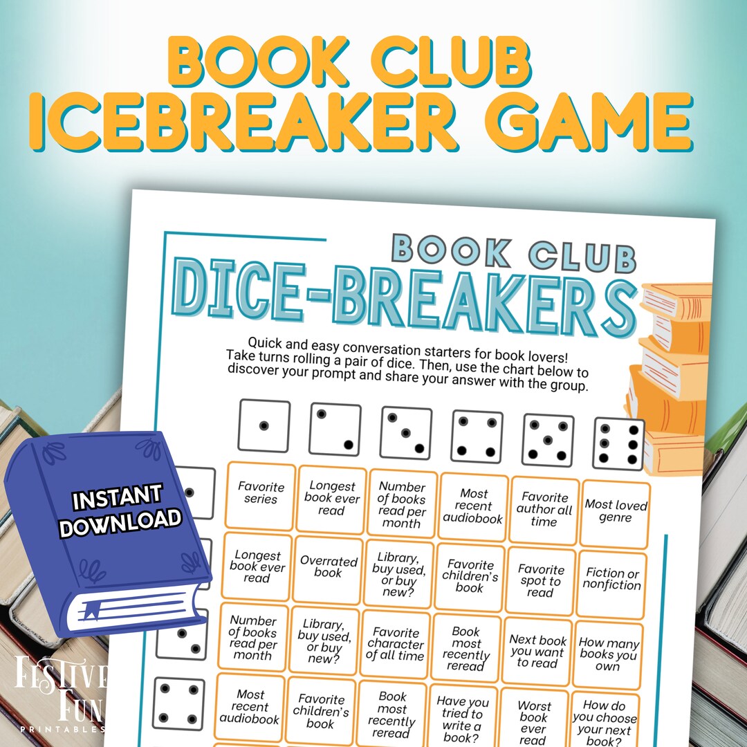 Book Club Icebreaker Dice Game, Roll for Book Lover Prompts, Fun ...