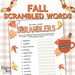 Fall Scrambled Words Autumn Games, Printable Trivia Activity for Fall ...