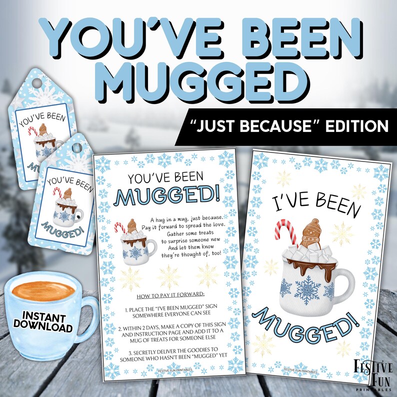 Winter You've Been Mugged Printable Kit, Fun Secret Santa Gift Exchange ...