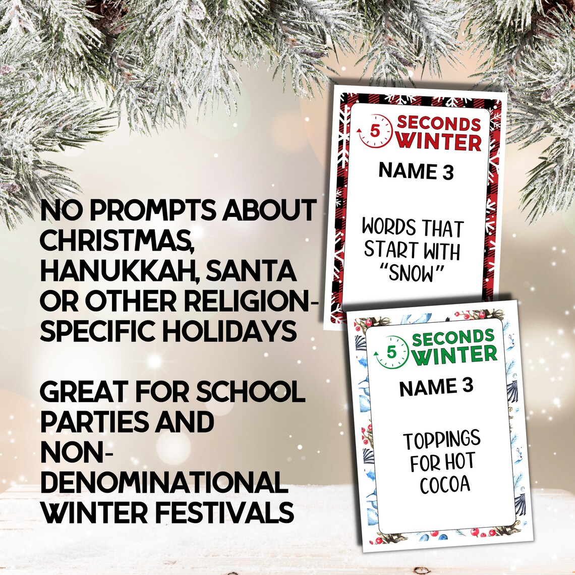 Winter 5 Second Game Printable, Non-holiday, Non-denominational Five ...