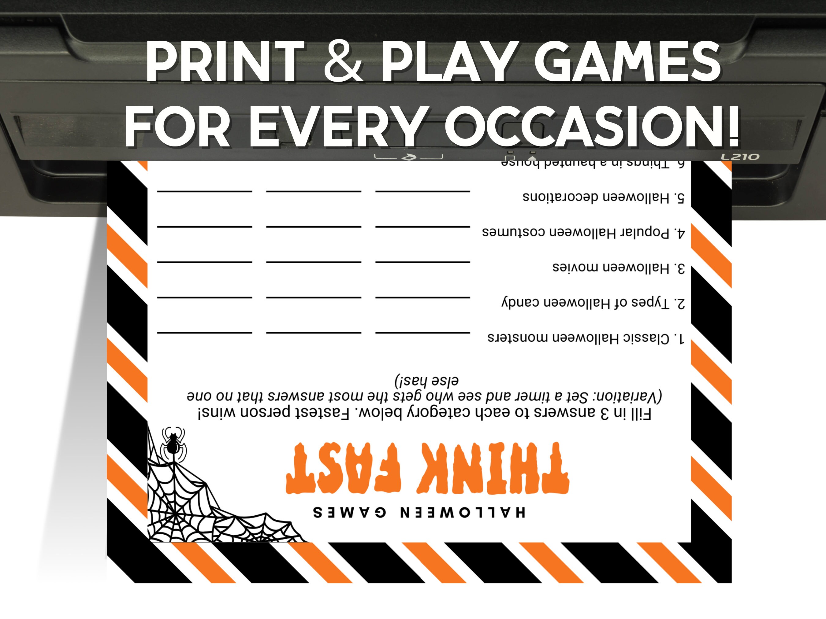 Think Fast Halloween Party Game, Name 3 Categories Trivia Word Game for ...