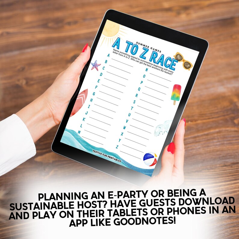 Summer A to Z Race Printable Game, Alphabetical Think Fast Word Game ...