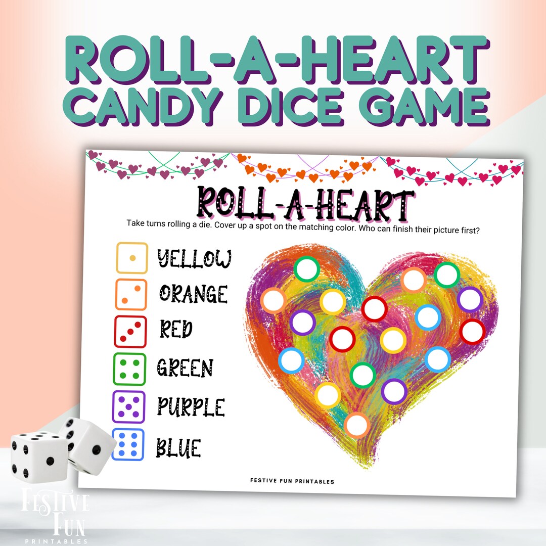 Roll-a-heart Candy Dice Game, Easy Classroom Party Game for Kids, Roll ...