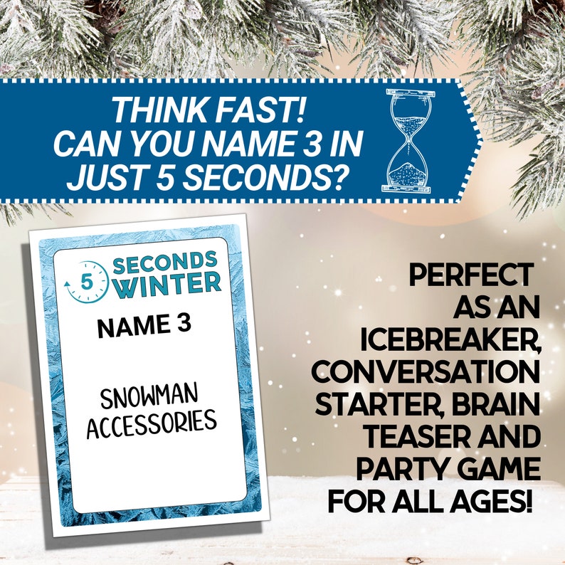 Winter 5 Second Game Printable, Non-holiday, Non-denominational Five ...