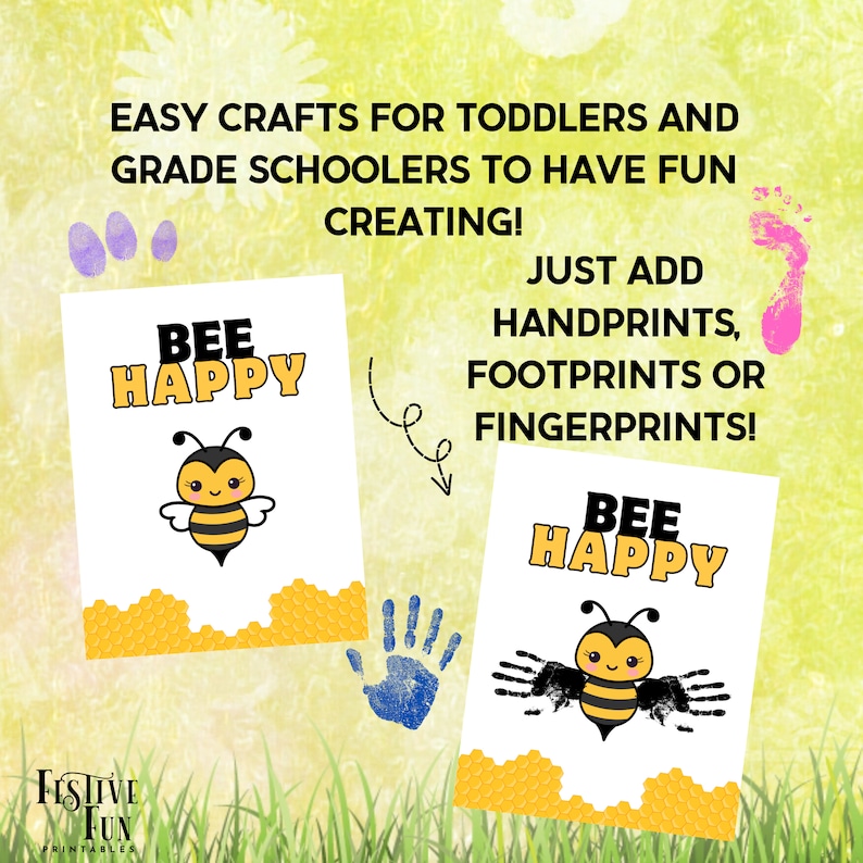Spring Handprint Crafts for Kids, 12 Printable DIY Fingerprint Art ...