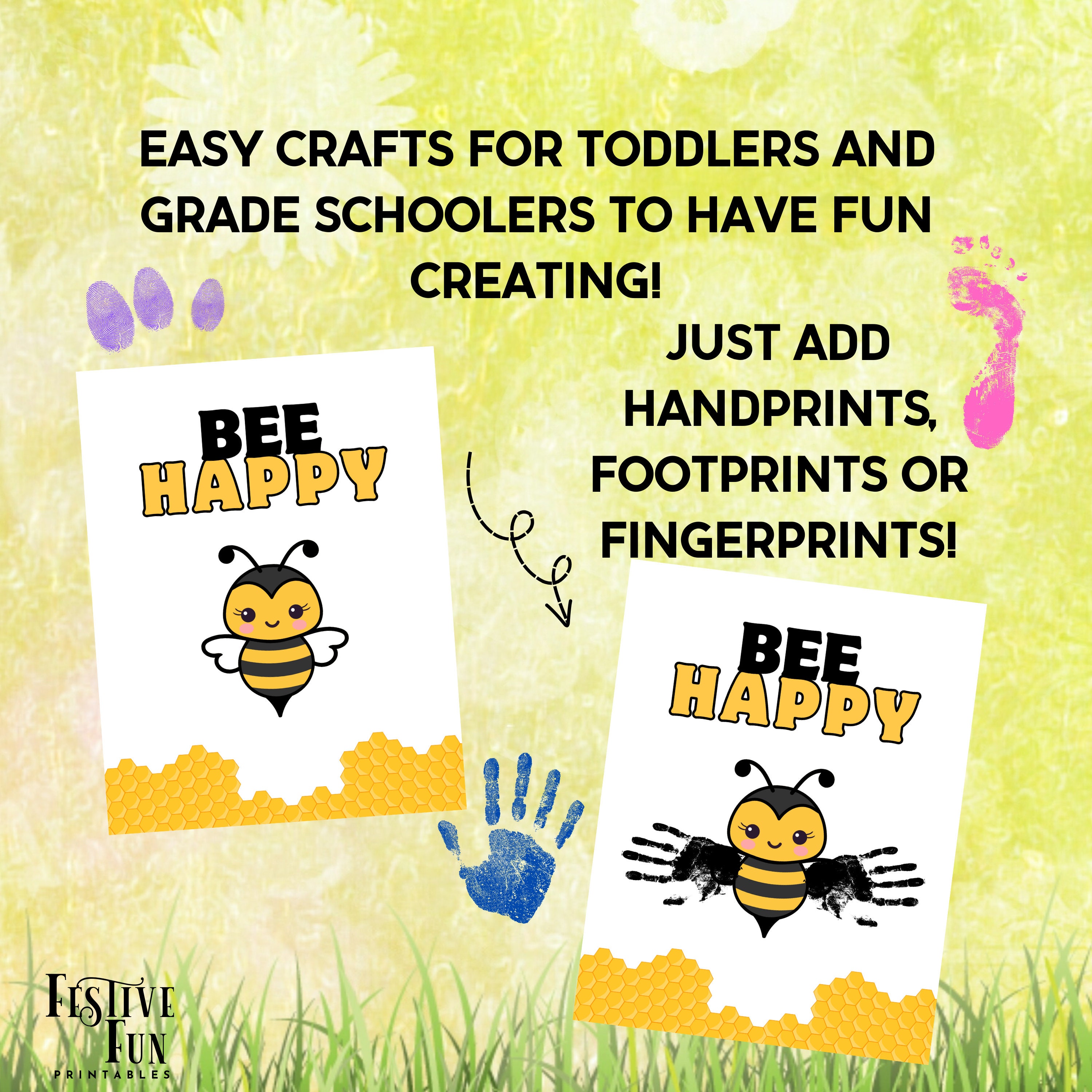 Spring Handprint Crafts for Kids, 12 Printable DIY Fingerprint Art ...