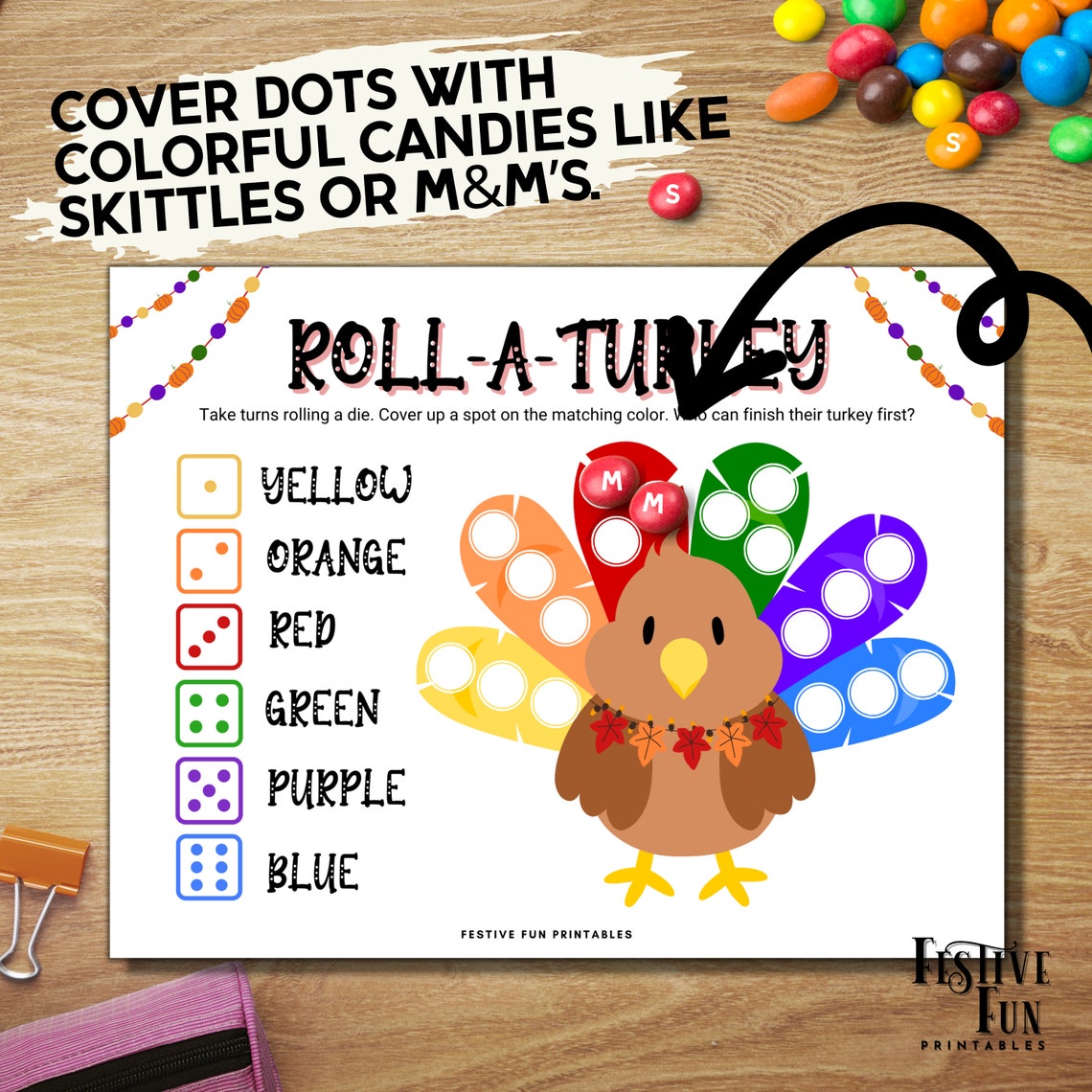 Roll A Turkey Candy Dice Game Printable, Easy Thanksgiving ...