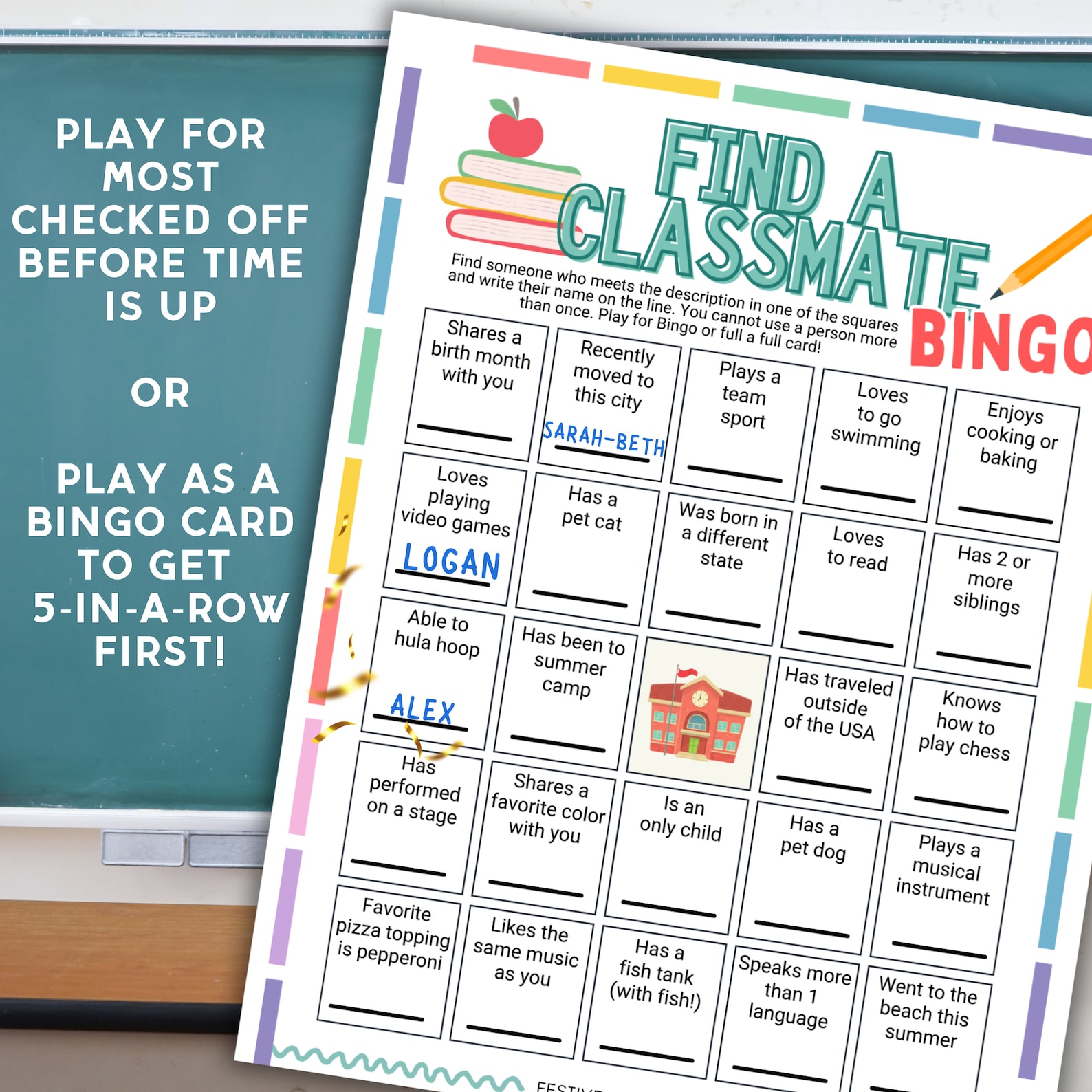 Back to School Classmate Bingo Game, First Day of School Icebreaker ...