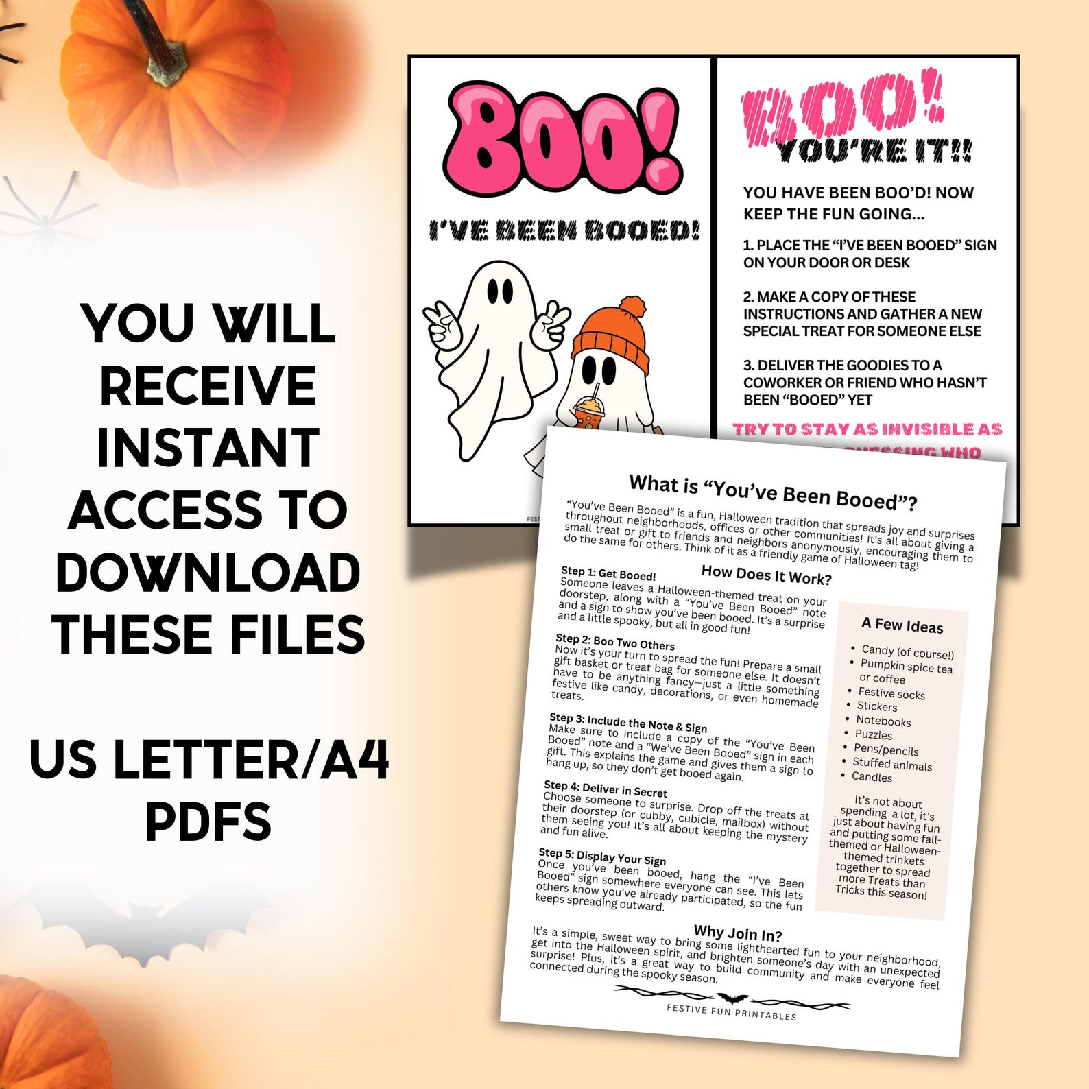 Boo Basket Printable Sign Bundle, Surprise Halloween Fall Gift Boxes ...