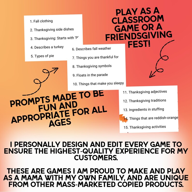 Think Fast Thanksgiving Word Game, Printable Friendsgiving Category ...