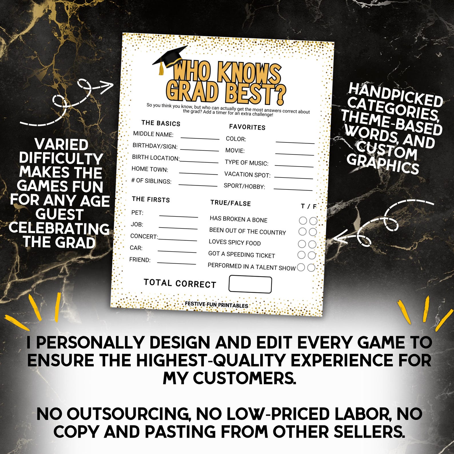 Who Knows Grad Best, Easy Graduation Activity, Modern Graduate Party ...