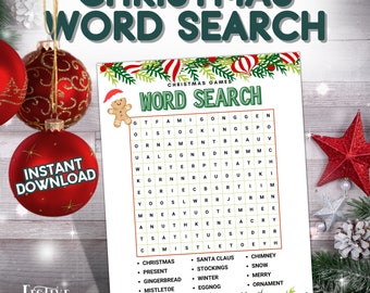 Christmas Word Search Puzzle Printable PDF, Easy Christmas Game for ...
