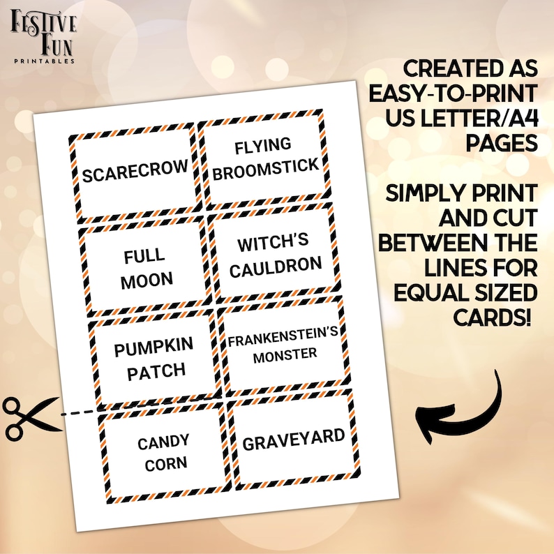 Halloween Charades and Pictionary Prompts, Done-for-you Party Game Card ...