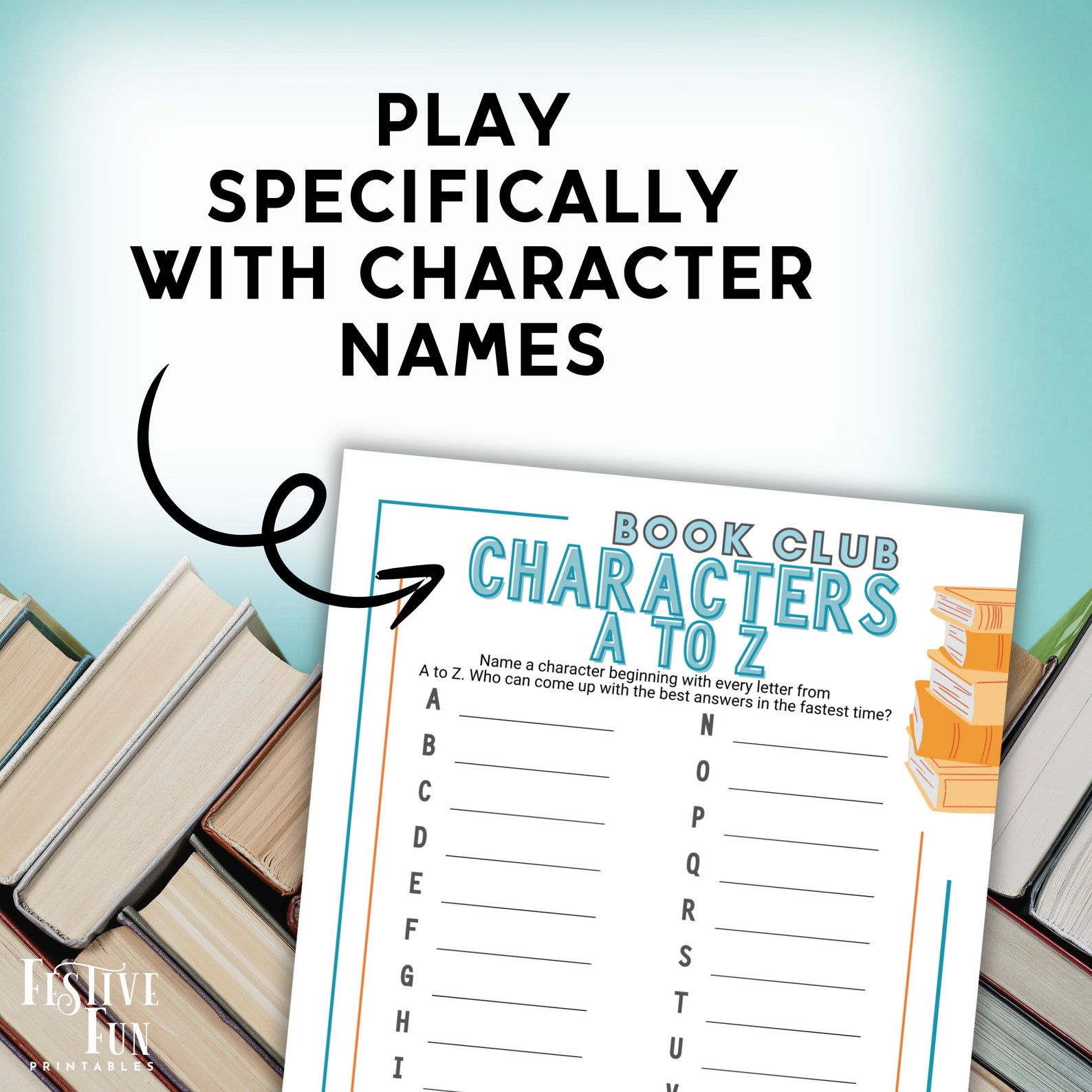 Book Club A to Z Race Game, 2 Versions Included for Literary Characters ...