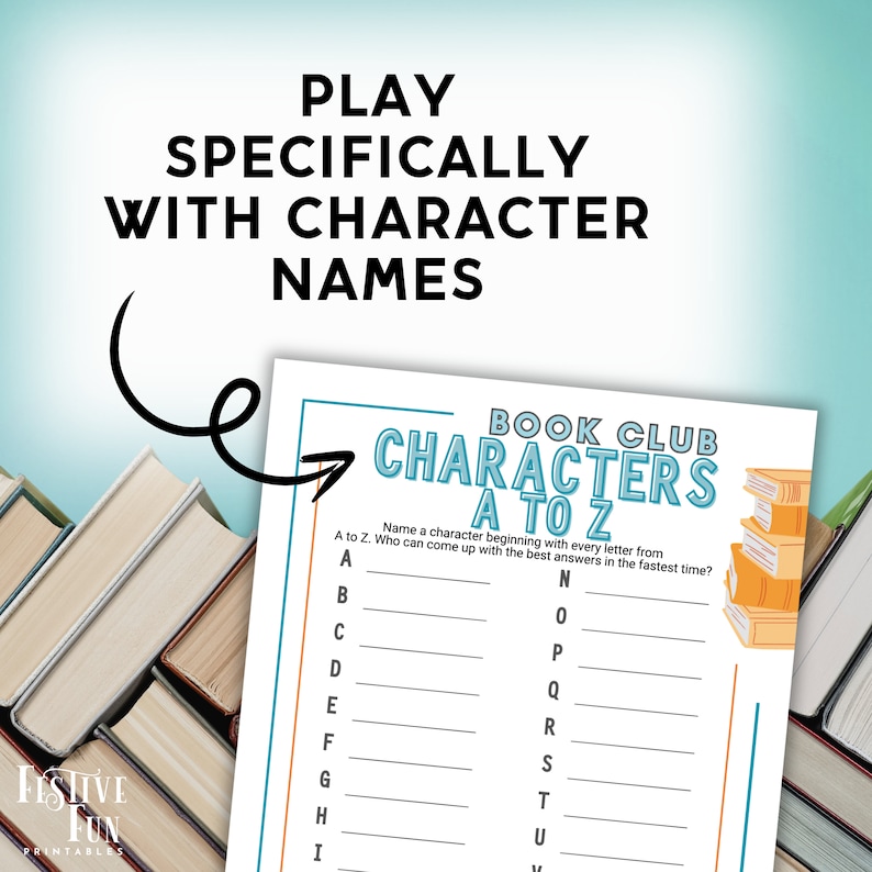 Book Club A to Z Race Game, 2 Versions Included for Literary Characters ...