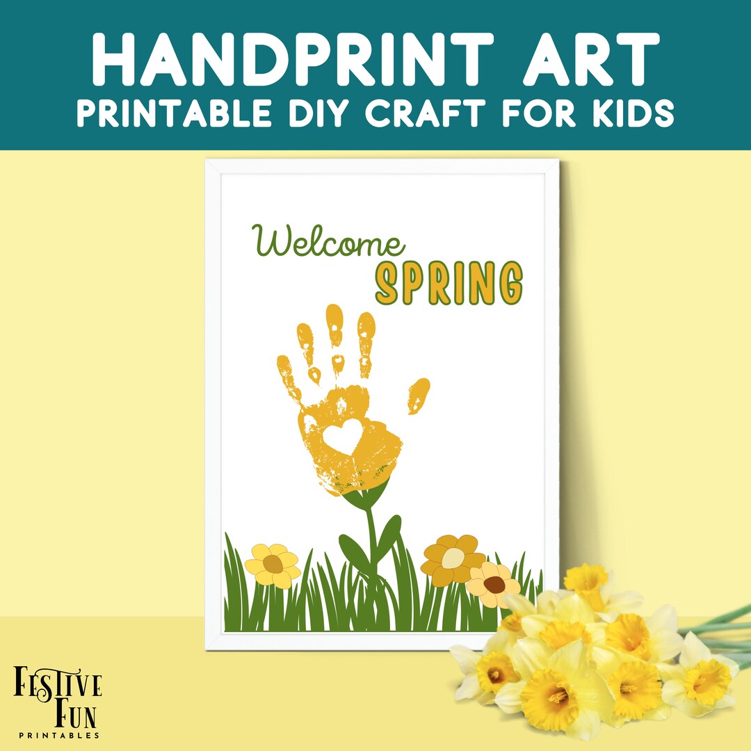 Welcome Spring DIY Sign, Cute Floral Handprint Crafts for Kids ...