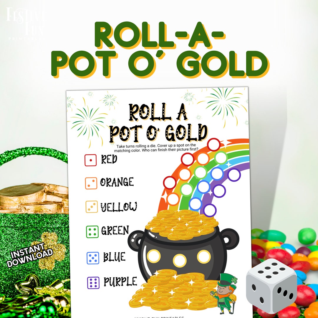 Roll-a-rainbow Pot of Gold Candy Dice Game, Easy St Patricks Day ...