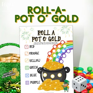 Roll-a-rainbow Pot of Gold Candy Dice Game, Easy St Patricks Day ...