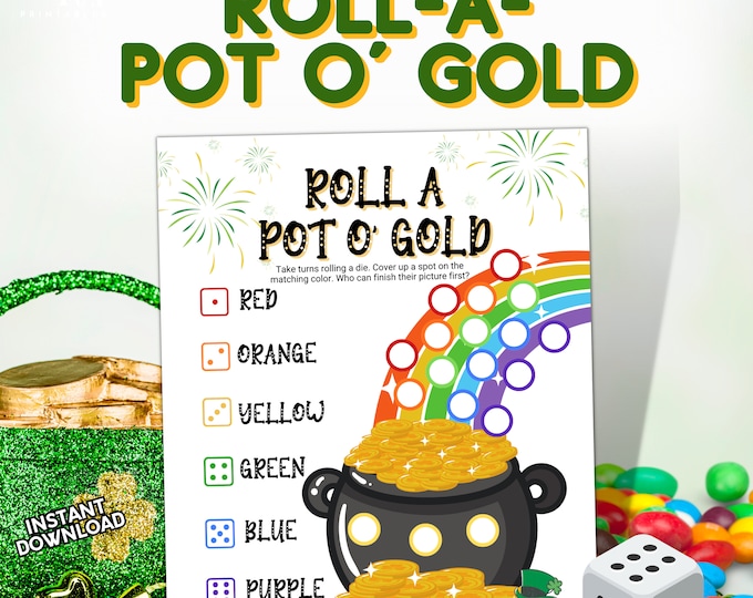 Roll-a-rainbow Pot of Gold Candy Dice Game, Easy St Patricks Day ...