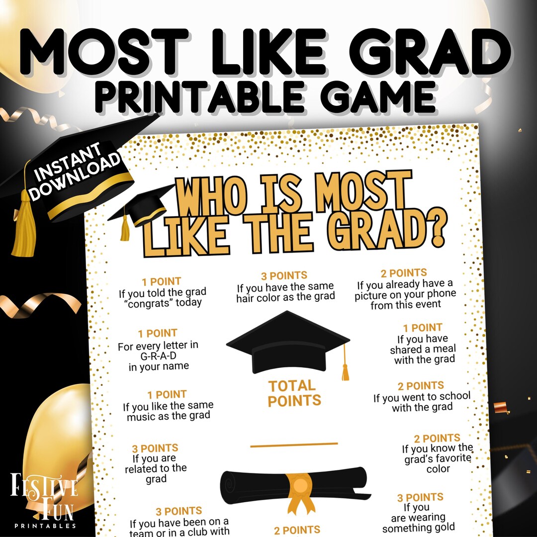 Most Like Grad Game, Senior Night Graduation Activity, Fun Easy Grad ...