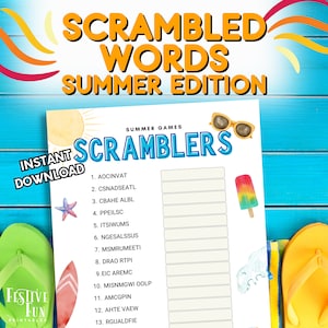 Summer Scrambled Words Printable Game, Vacation Word Game for Kids ...