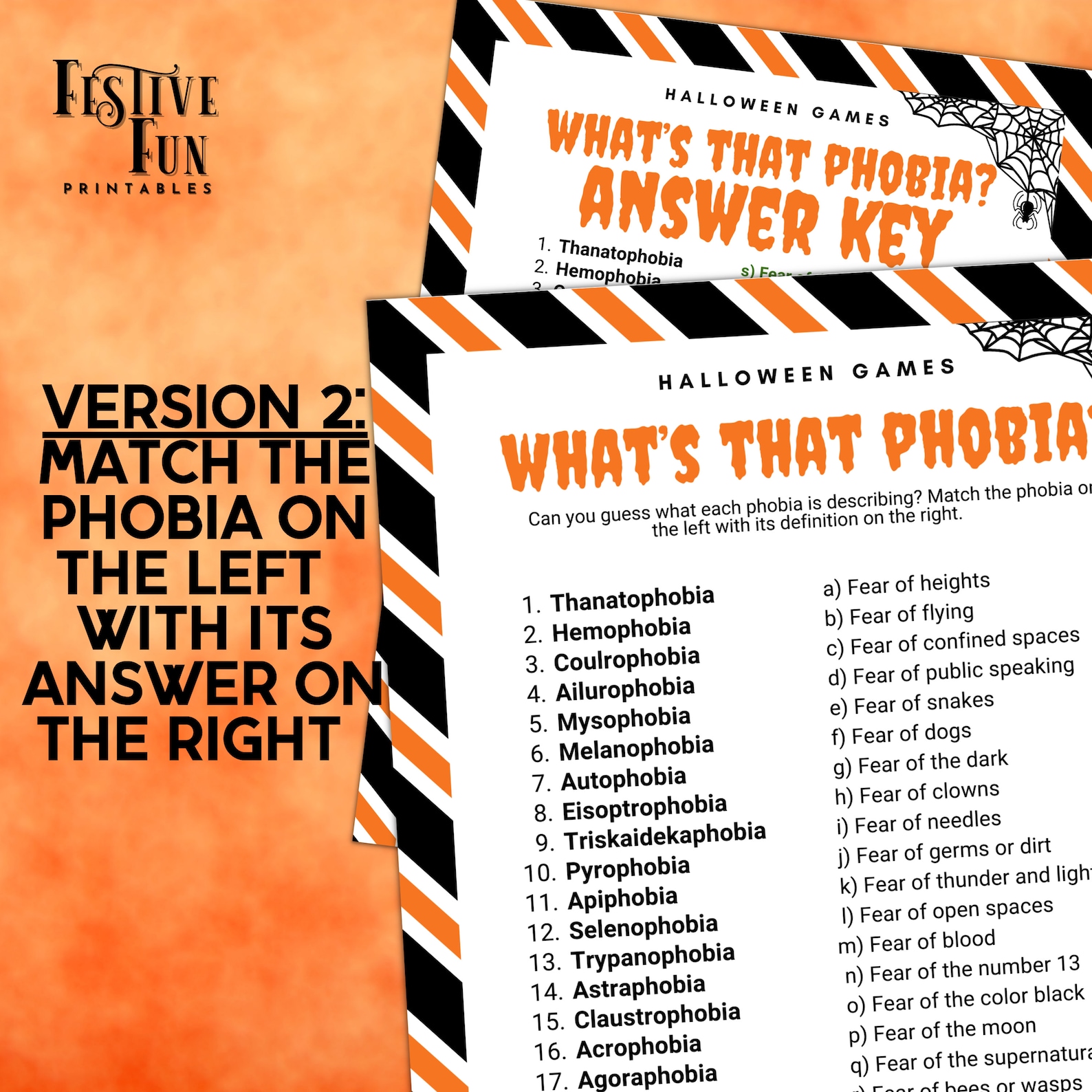 Guess the Phobia Halloween Trivia Game, What Are You Afraid of Fear ...