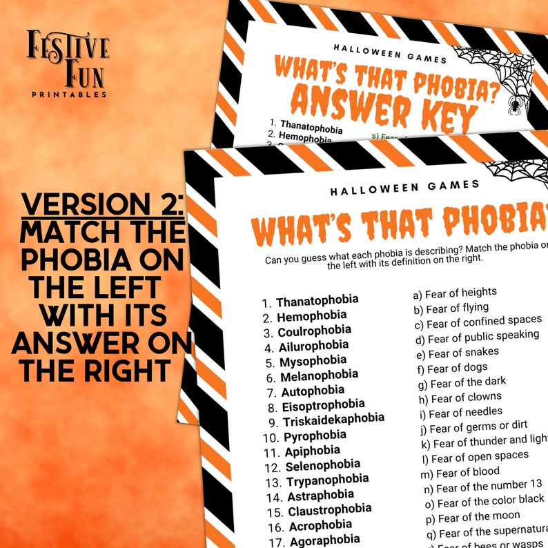 Guess the Phobia Halloween Trivia Game, What Are You Afraid of Fear ...