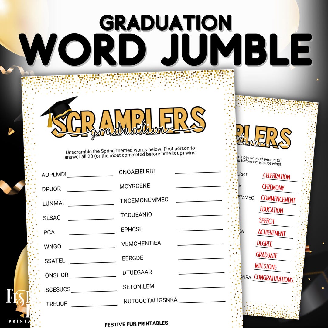 Graduation Word Jumble Printable Game, Graduation Activity, Easy Grad ...