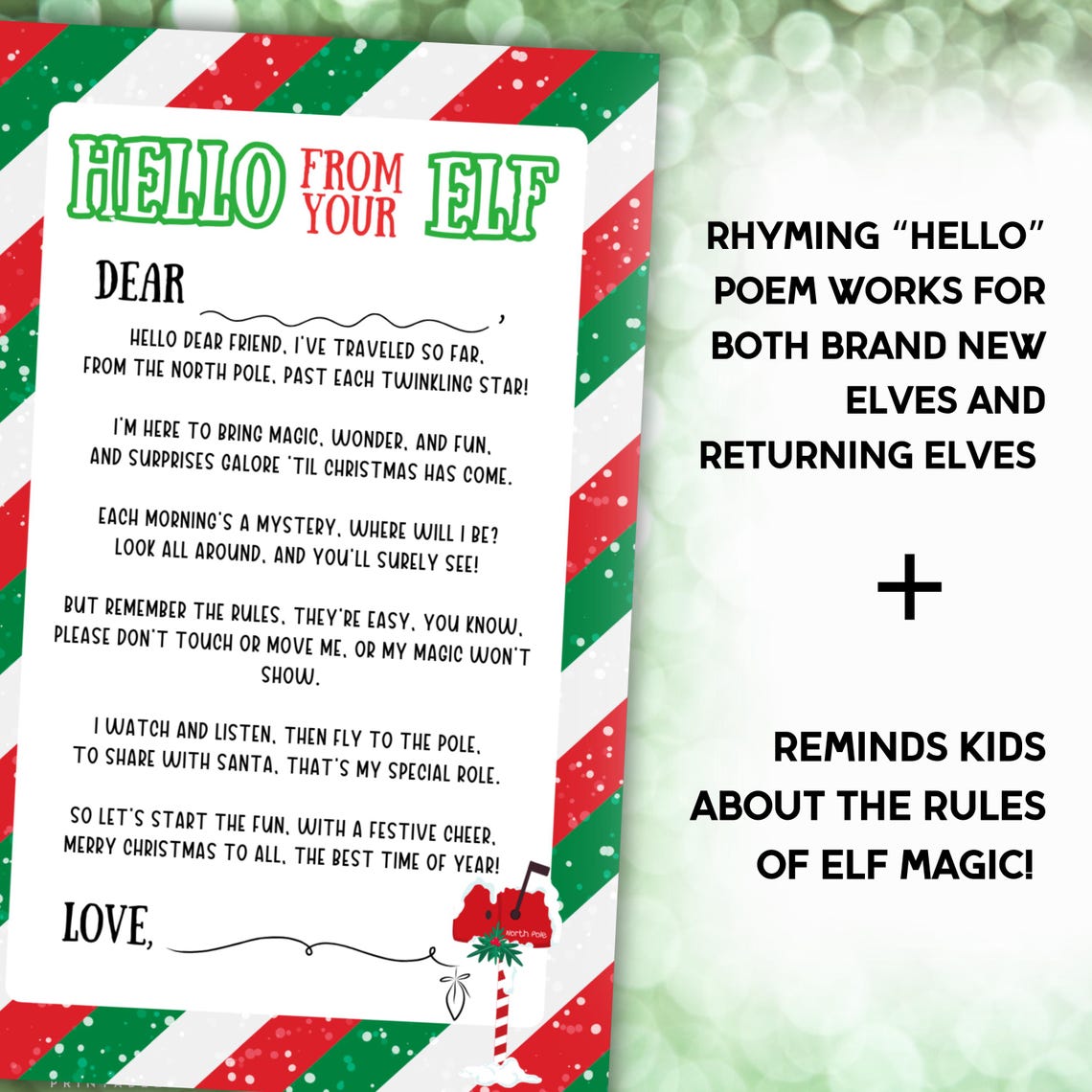 Hello and Goodbye Christmas Elf Letter Set, Cute Rhyming Poem Notes for ...