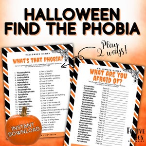 Guess the Phobia Halloween Trivia Game, What Are You Afraid of Fear ...