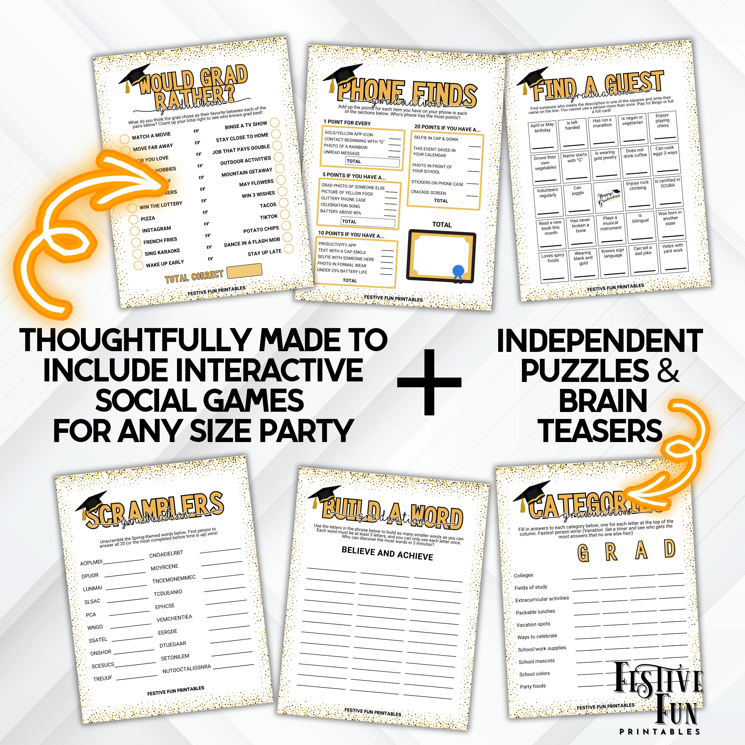 Graduation Game Mega Bundle Printable Games, Graduation Activity Set ...