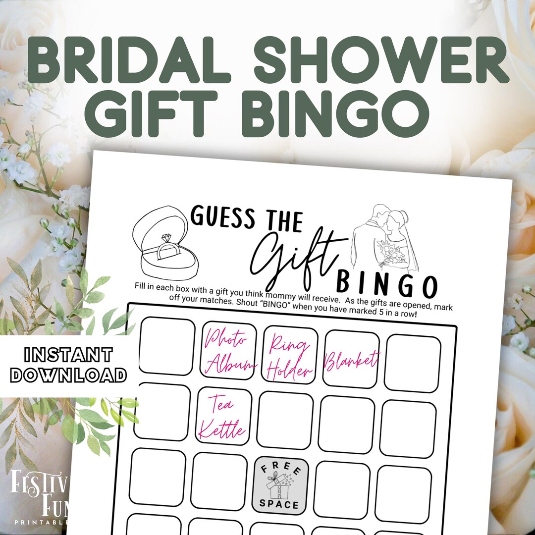 Bridal Shower Gift Bingo, Fun DIY Engagement Party or Wedding Shower ...