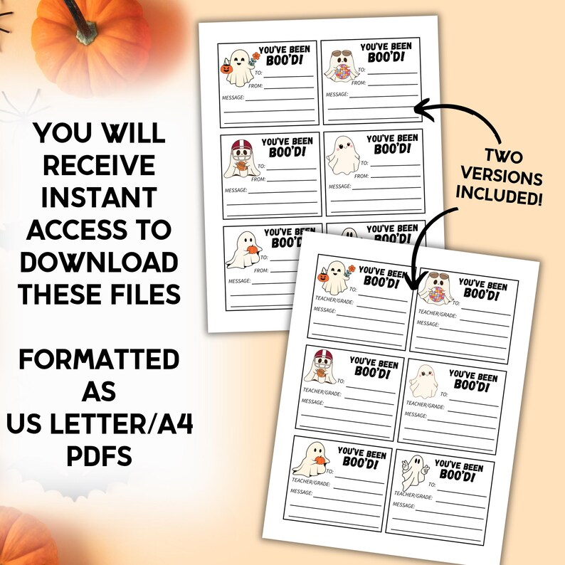 Boo Gram Treat Tags for School PTA or PTO Fundraiser, Printable Boo ...