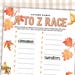 Fall A to Z Race Autumn Themed Word Game, Printable Trivia Activity for ...