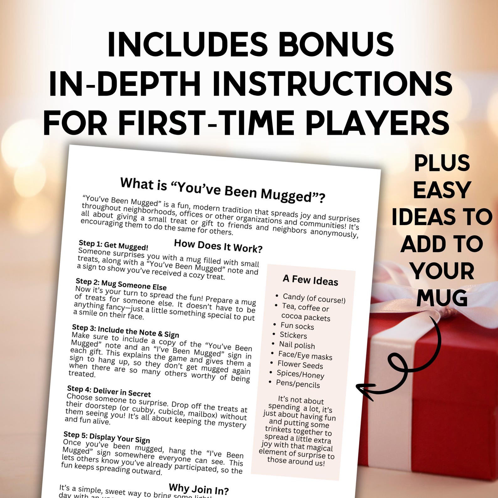 You've Been Mugged Holiday Cheer Printable Game, Surprise Coworker ...