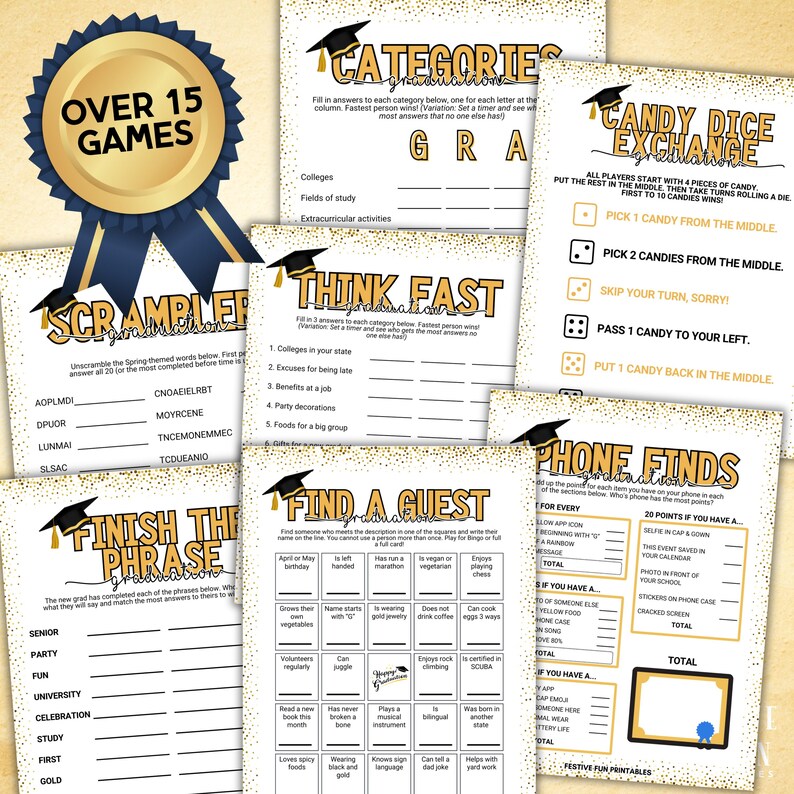 Graduation Game Mega Bundle Printable Games, Graduation Activity Set ...