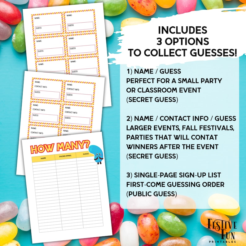 Guess How Many Jelly Beans Candy Guessing Game Set, Fun Back to School ...