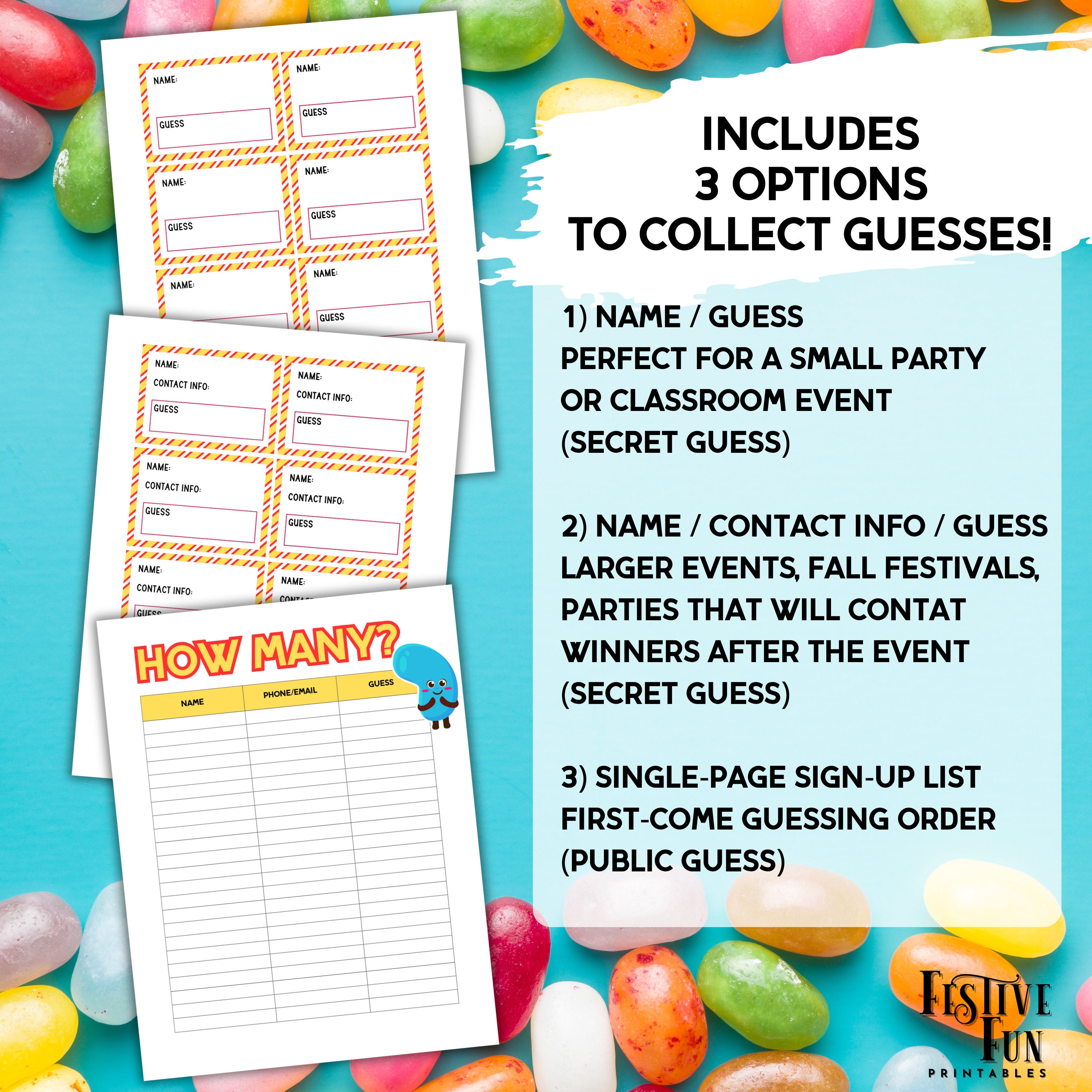 Guess How Many Jelly Beans Candy Guessing Game Set, Fun Back to School ...