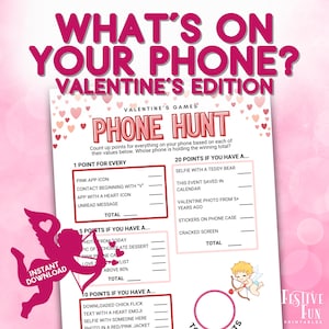 What's on Your Phone Valentines Day Printable Game, Cell Phone ...