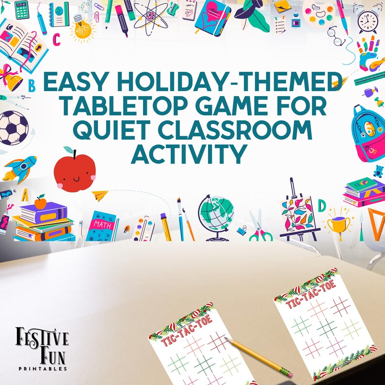 Printable Christmas Tic Tac Toe Grids, Easy 2-person Kids Table Holiday ...