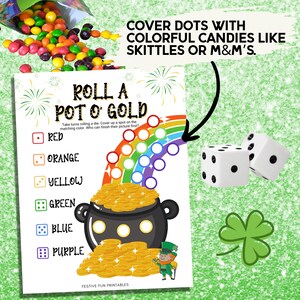 Roll-a-rainbow Pot of Gold Candy Dice Game, Easy St Patricks Day ...