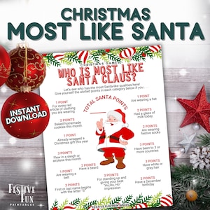 Who is Most Santa Like Santa Claus, Fun Easy Group Christmas Party Game ...