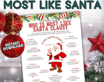 Who is Most Like Santa Game, Christmas Party Icebreaker Game, Fun ...
