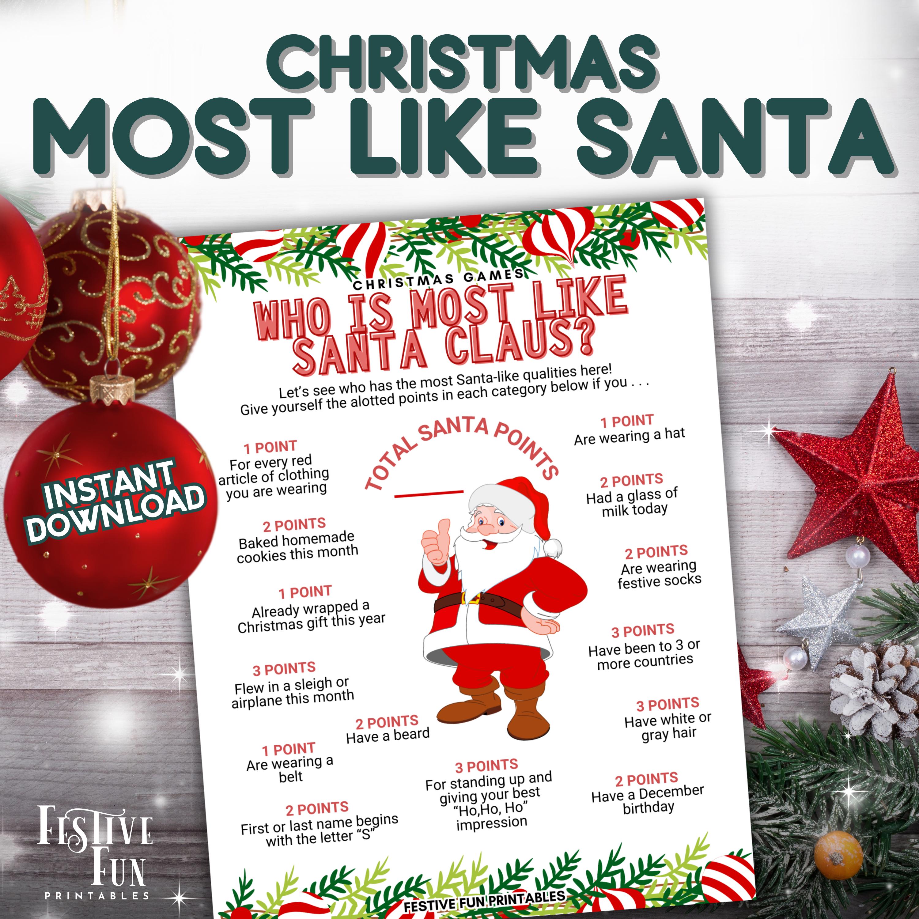 Who is Most Santa Like Santa Claus, Fun Easy Group Christmas Party Game ...