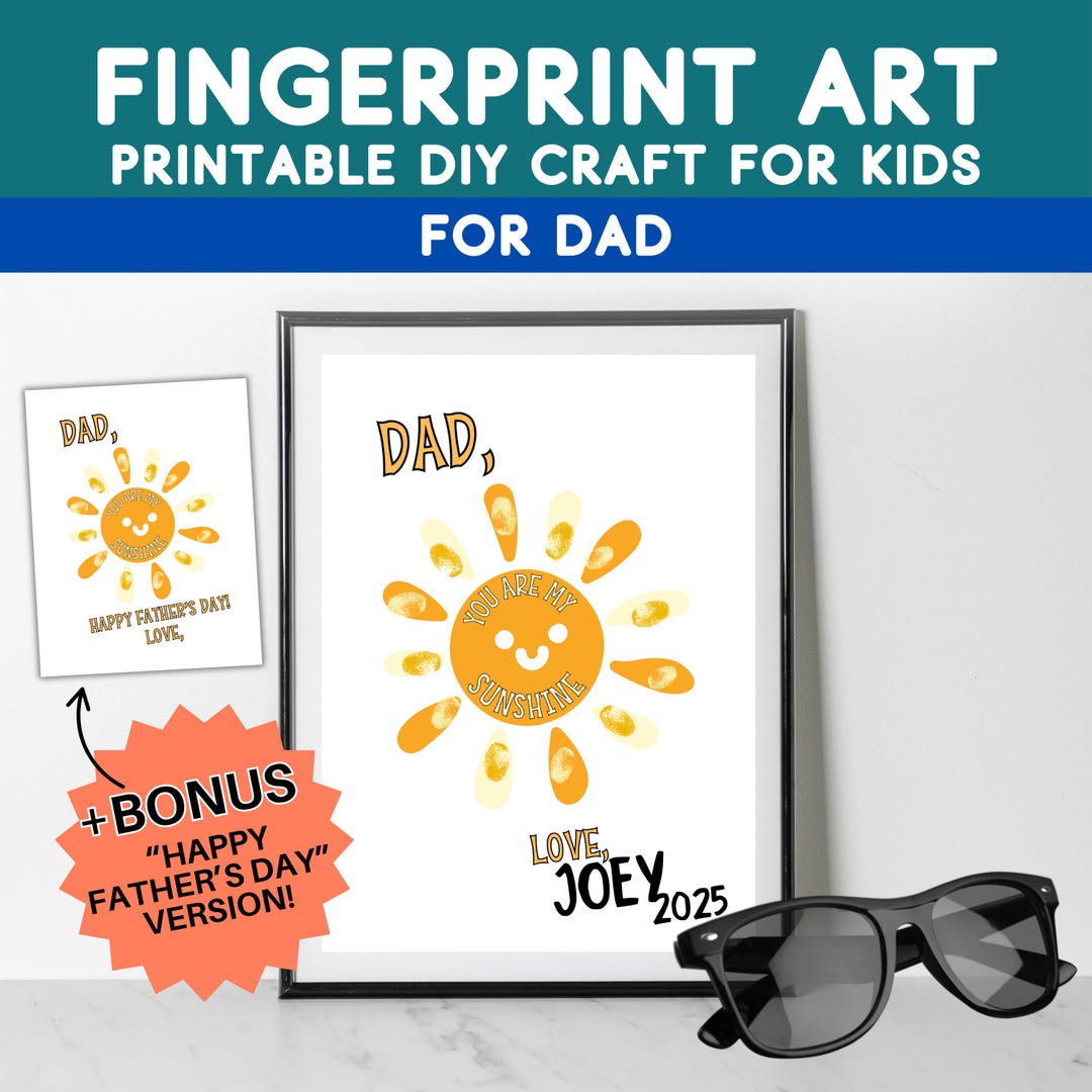 To Dad Handprint Crafts for Kids Printable DIY Fingerprint Art, Father ...