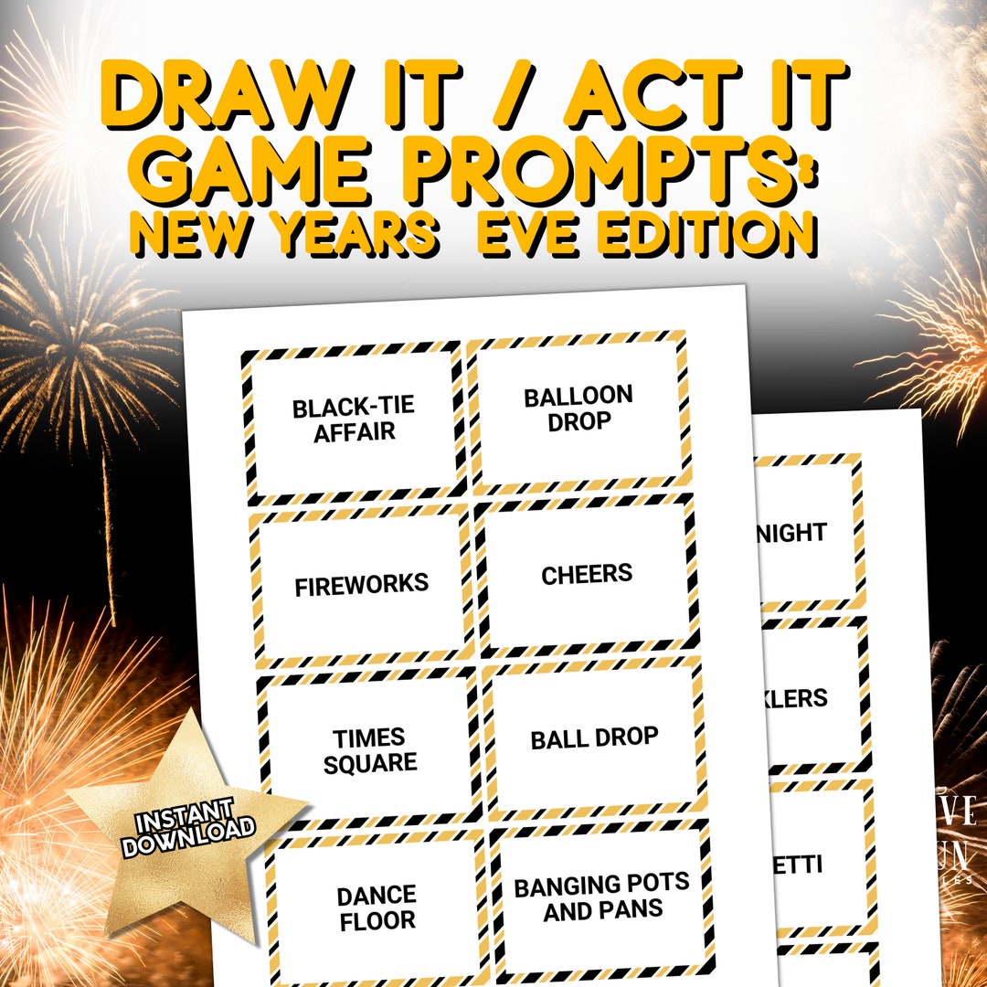 New Years Eve Charades Prompts, Done-for-you NYE Holiday Party Game ...