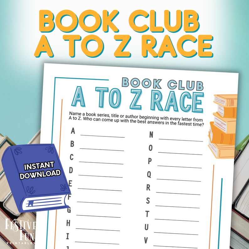 Book Club A to Z Race Game, 2 Versions Included for Literary Characters ...
